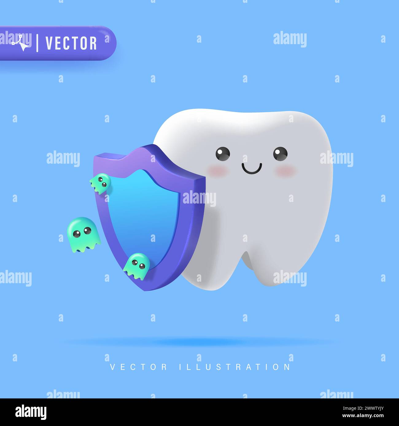 3d illustration tooth protection Stock Vector Images - Alamy