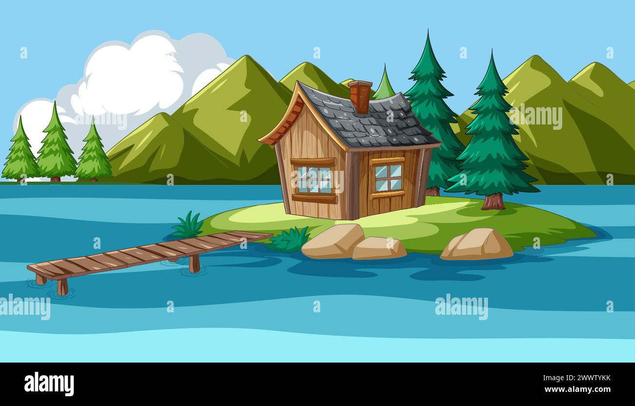 Small lake trees on Stock Vector Images - Alamy