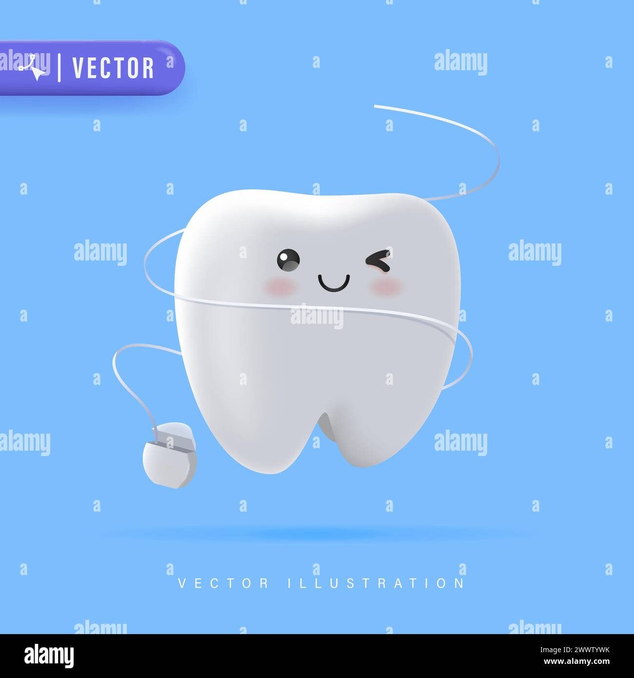 3D Realistic Dental Floss Vector Illustration. Oral Health Care Concept ...