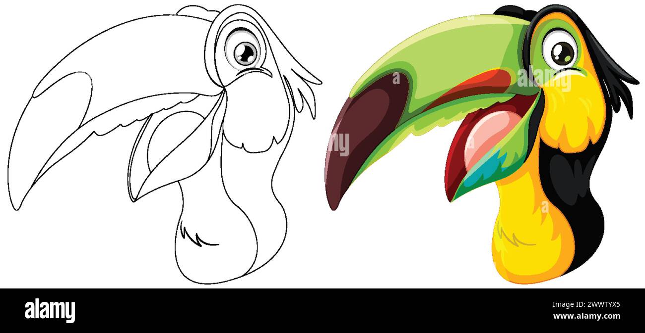 Vector art of a vibrant, multicolored toucan bird Stock Vector Image ...