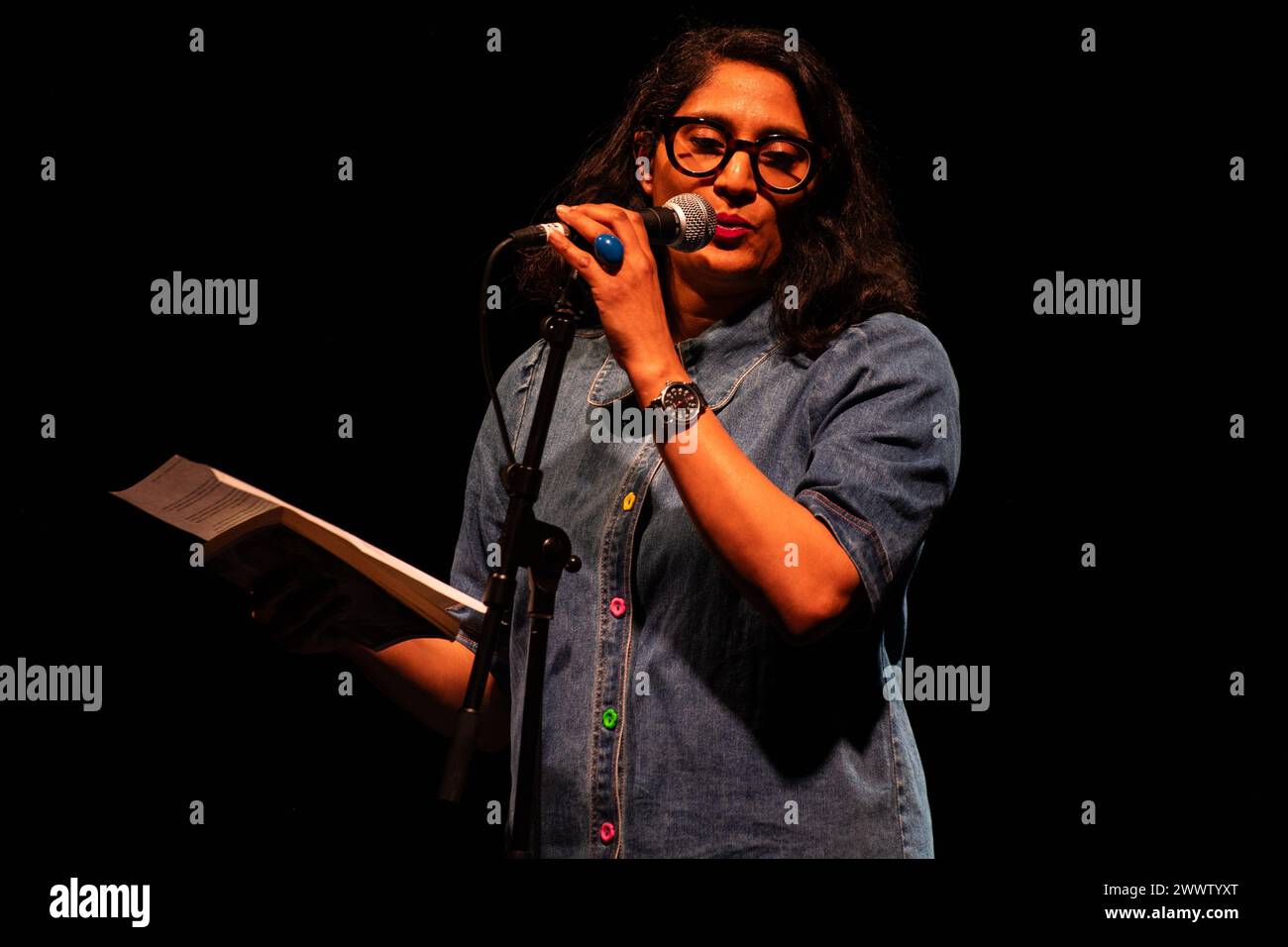 Edinburgh, Scotland, UK. 25th Mar, 2024. Chitra Ramaswamy reciting at ...