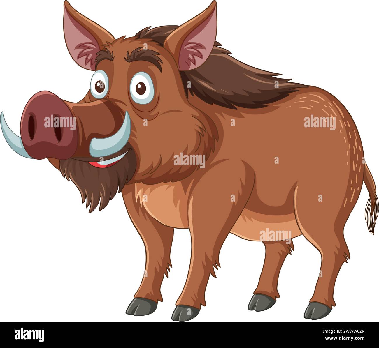Vector graphic of a smiling, friendly wild boar Stock Vector Image ...