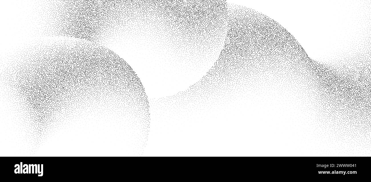 Grunge wavy sand grain background. Stippling curved gradient wave texture. Gritty noise dotwork ...