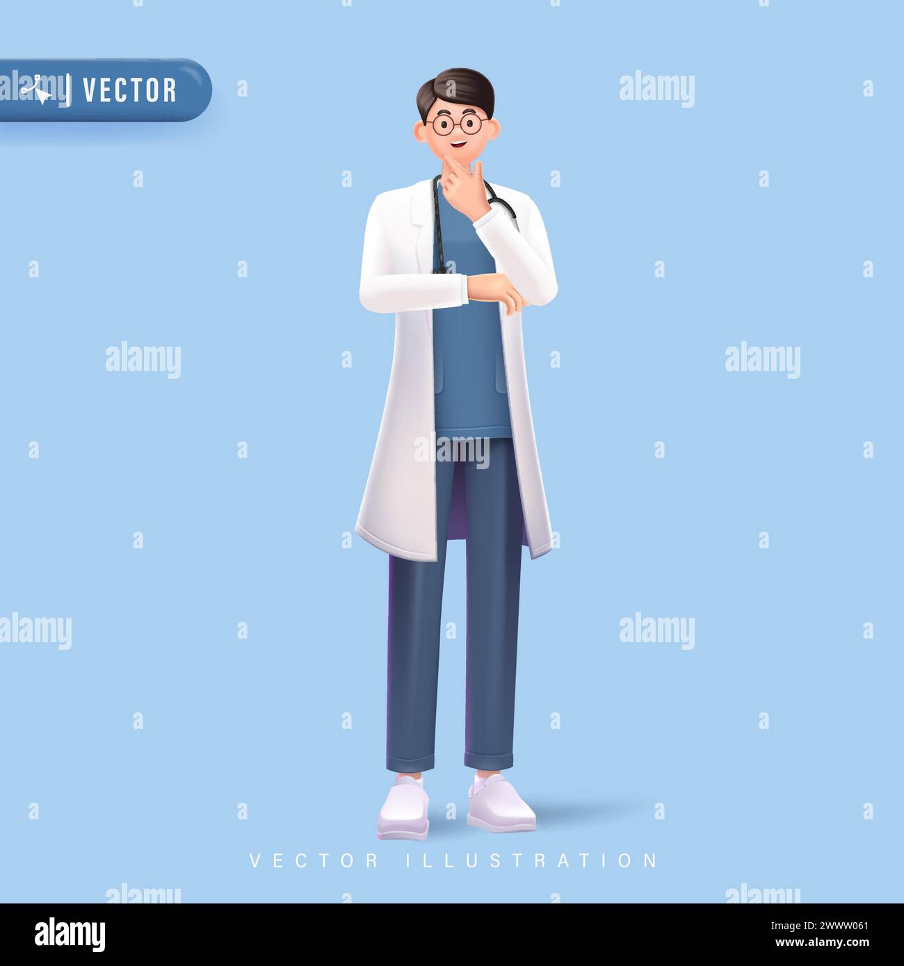 3d Vector cartoon doctor character illustration Stock Vector Image ...