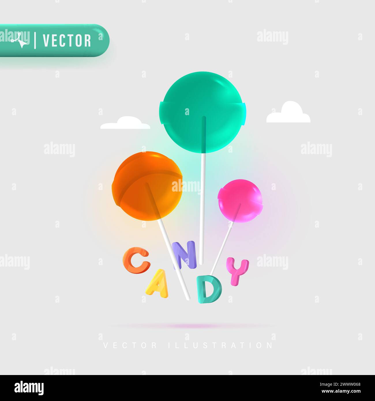 3D Realistic of Colorful Candy Vector Illustration. Set of Colorful ...