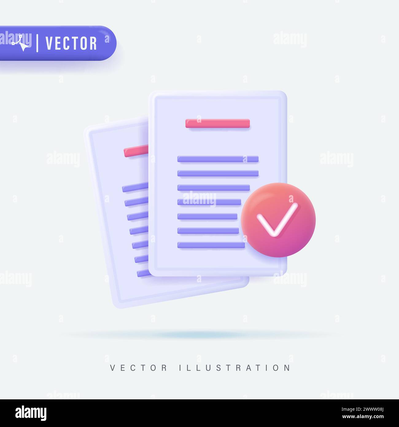 3D Realistic Document Icon in Isolated Background Vector Illustration ... 3D Realistic Document Icon in Isolated Background Vector Illustration ...