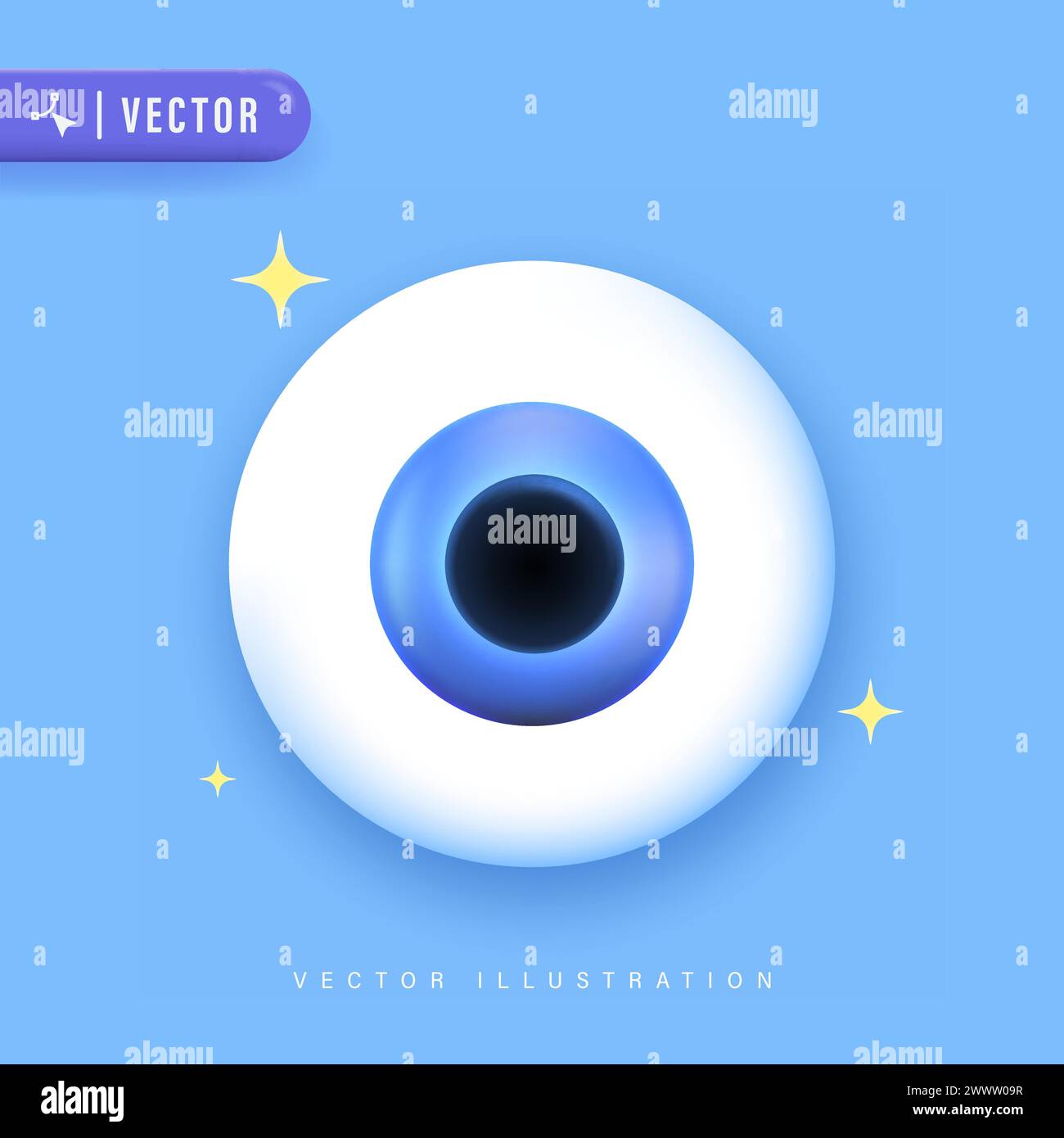 Healthy and Bright Eye 3D Icon Vector Illustration. Identification ...