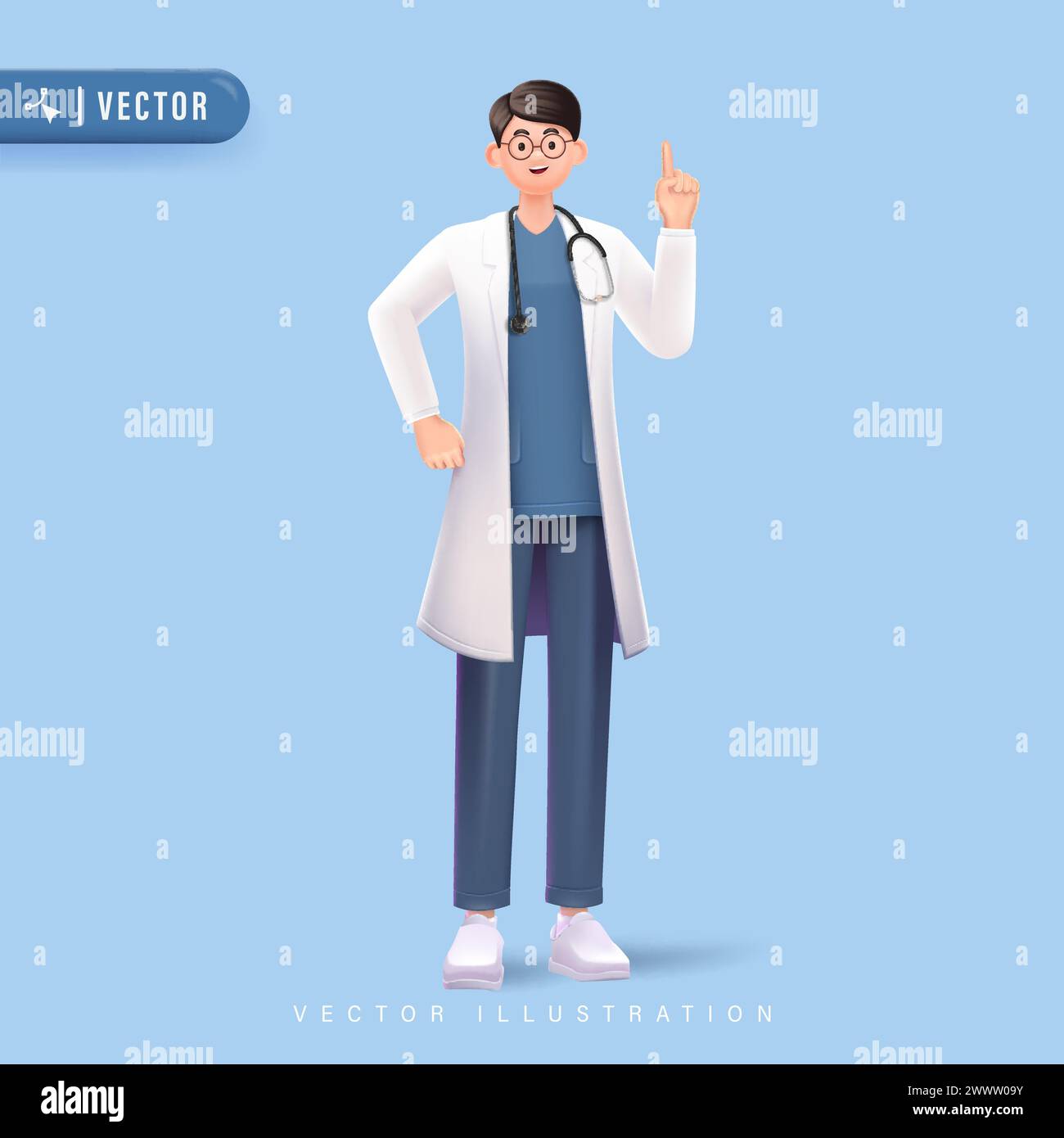 3d Vector cartoon doctor character illustration Stock Vector Image ...