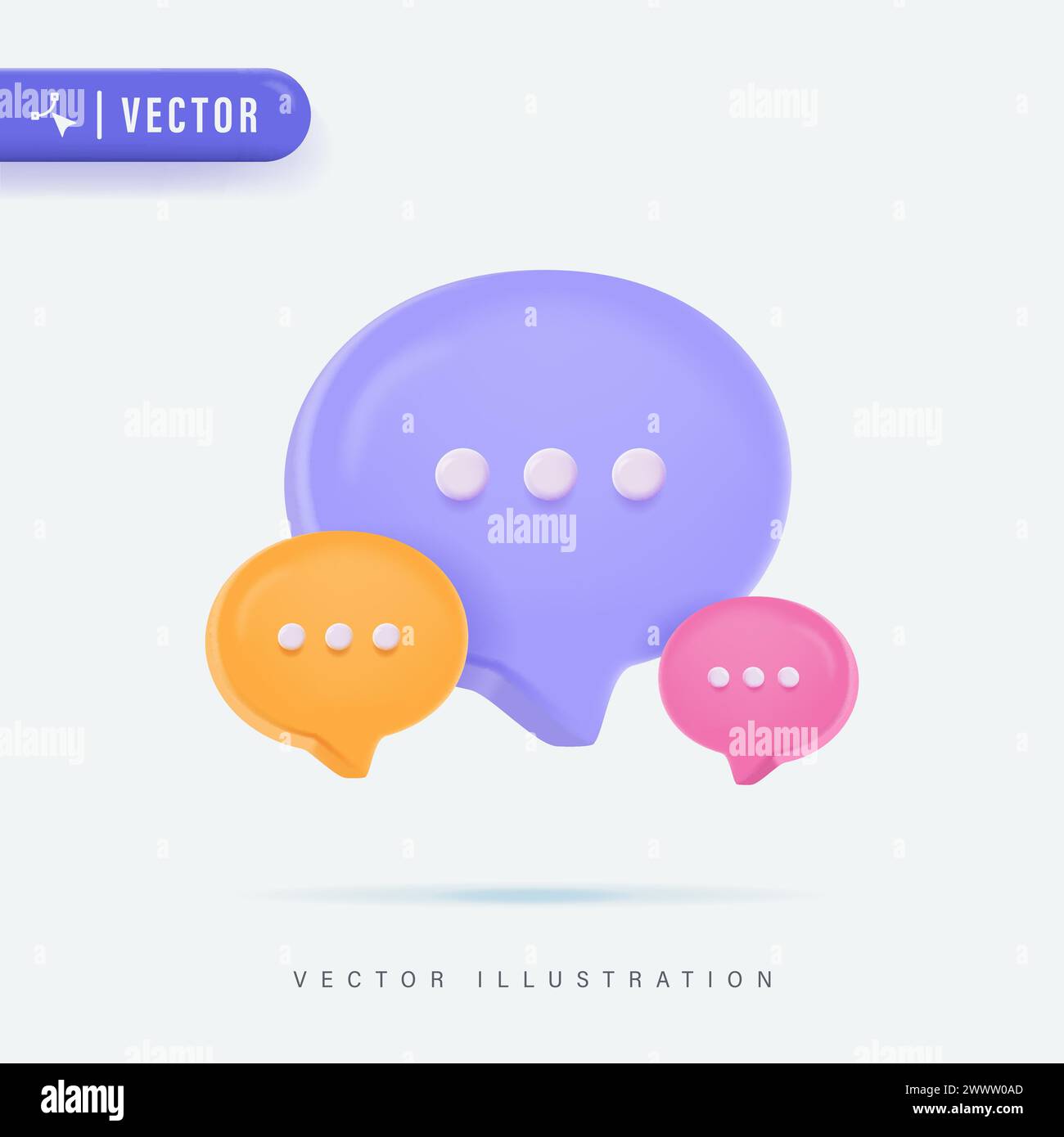 3D Realistic Dialogue Balloon Sticker Vector Illustration. Talk bubble ...