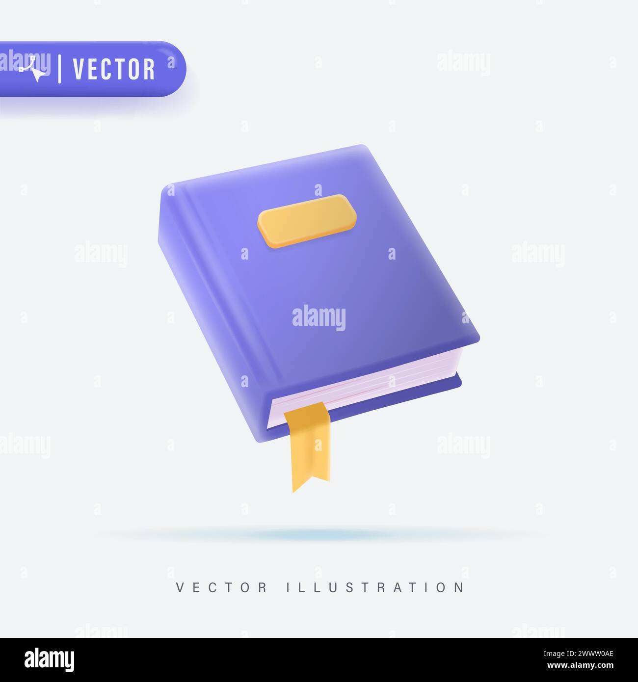 3D Realistic Purple Closed Book Vector Illustration. Book Logo, Icon or ...