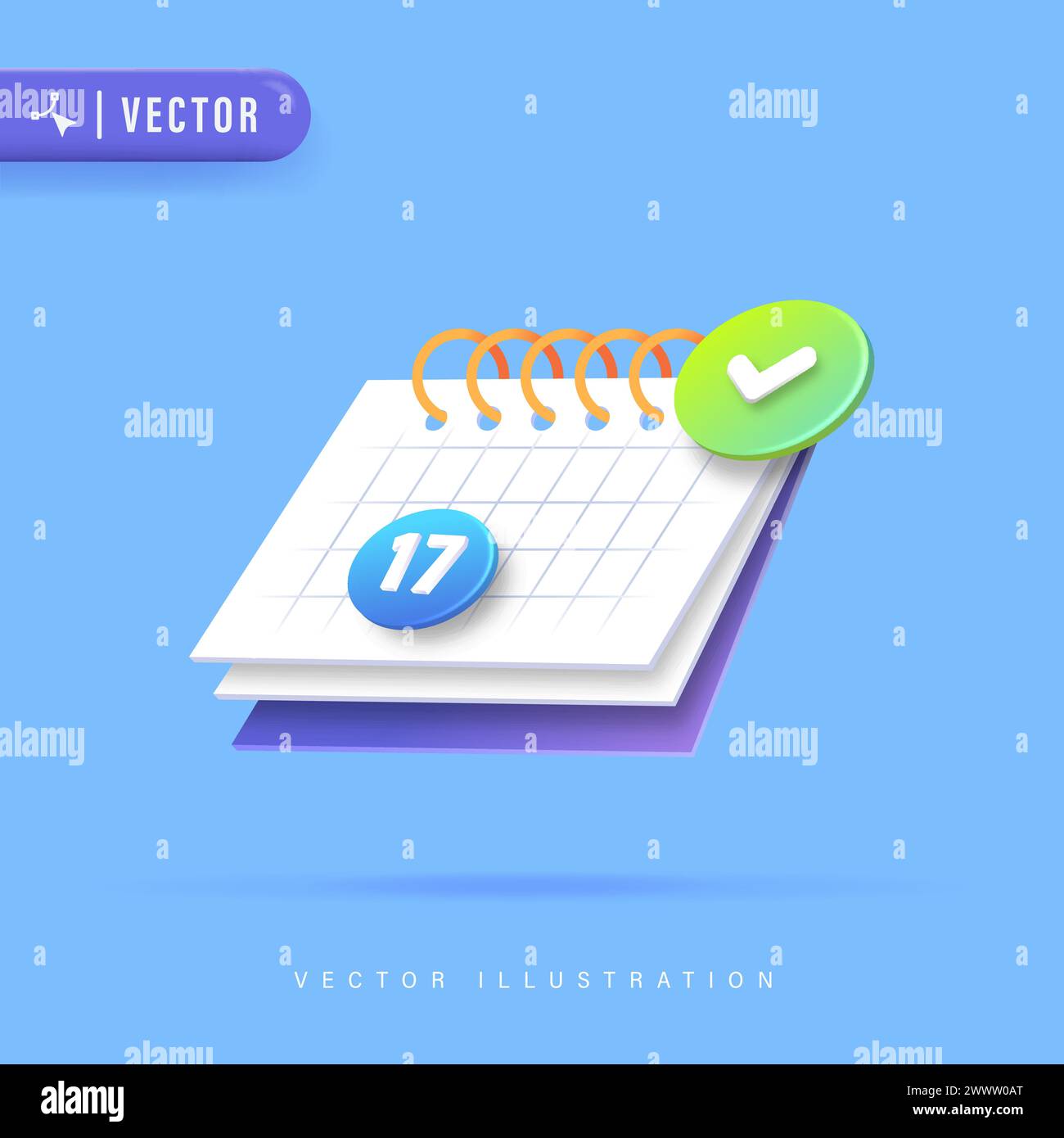 3D Realistic Design of Calendar in Isolated Background Vector ...