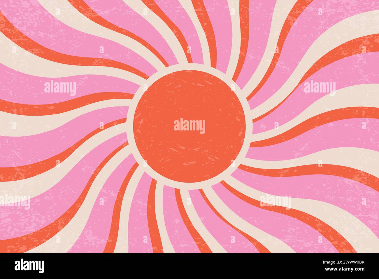 Retro summer sun background. Vector groovy sunshine wavy rays in ...