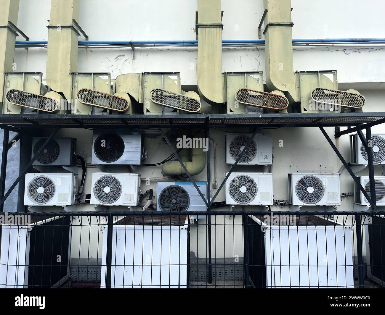 AC outdoor or Air conditioning outdoor unit compressor install outside ...