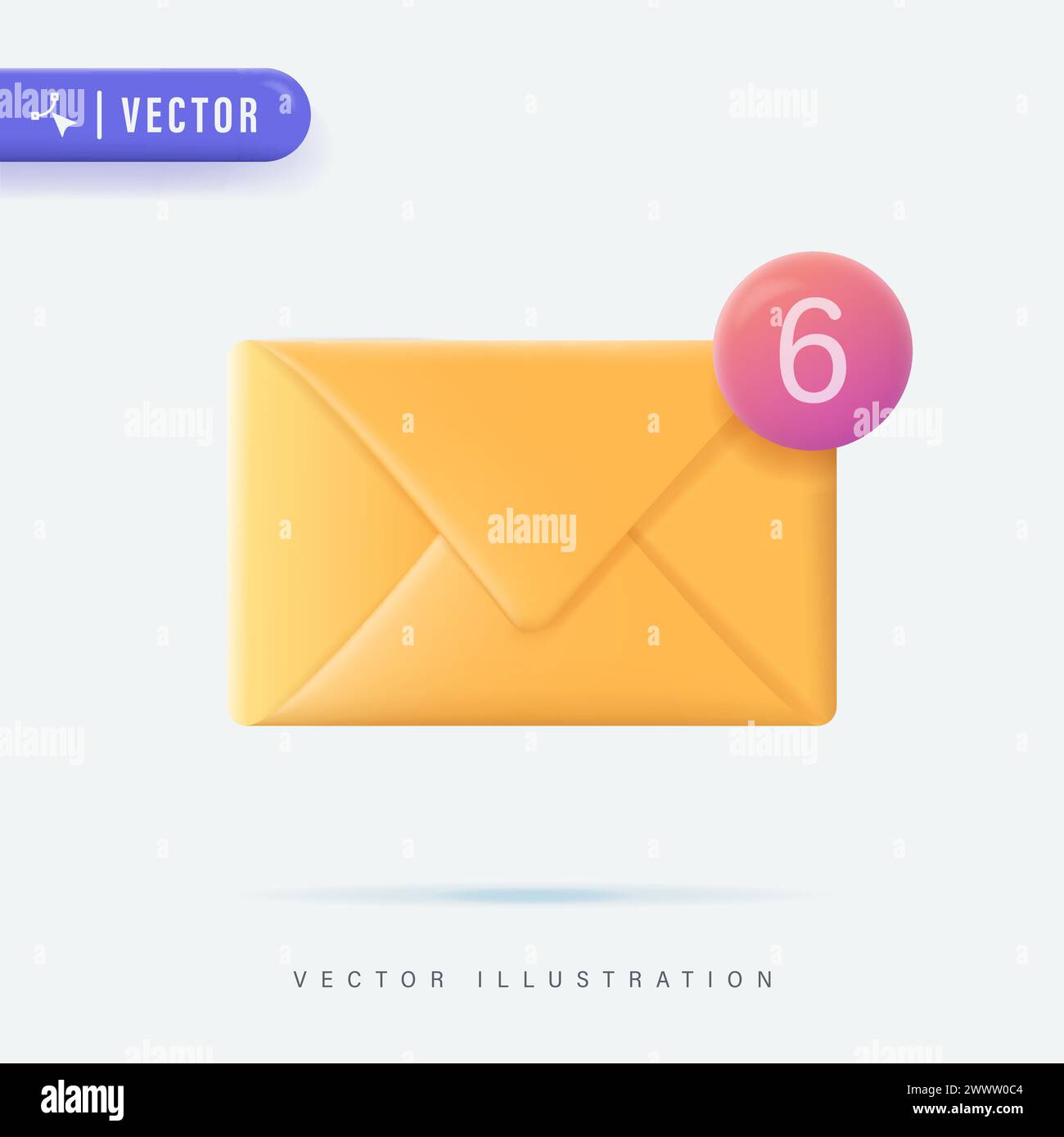 Closed Light Yellow Envelope on White Background Vector Illustration ...