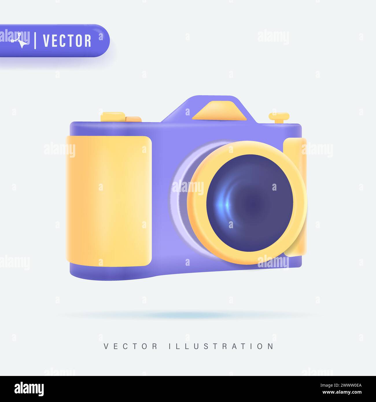 3D Realistic Photo Camera with Lens and Button Vector Illustration ...