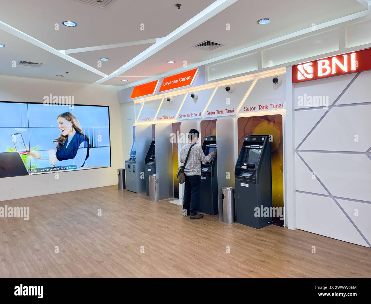Yogyakarta, Indonesia - May 17, 2023 BNI bank customers make ATM ...