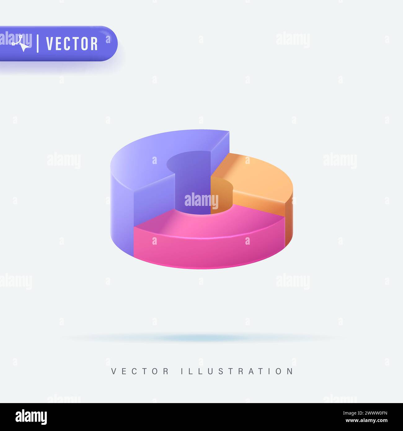 3D Realistic Donut Chart Infographic Vector Illustration. Pie chart ...