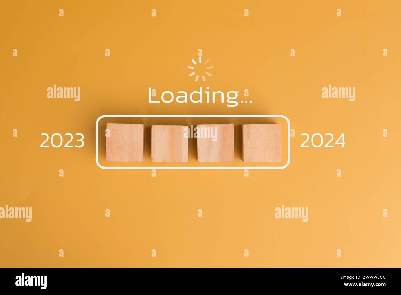loading progress 2024 wood cube count down on background Stock Photo ...