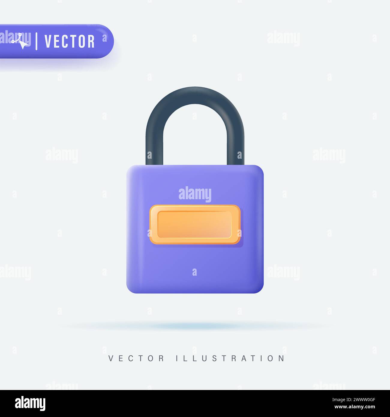 3D Reaistic Padlock Vector Illustration. Security Concept. Private ...