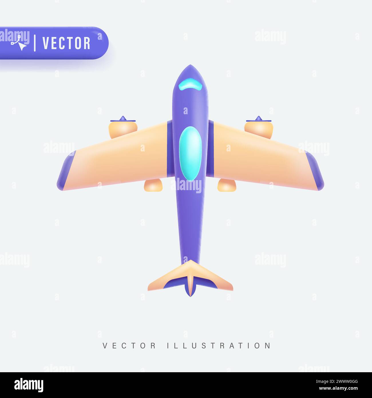 3D plane vector illustration icon Stock Vector Image & Art - Alamy