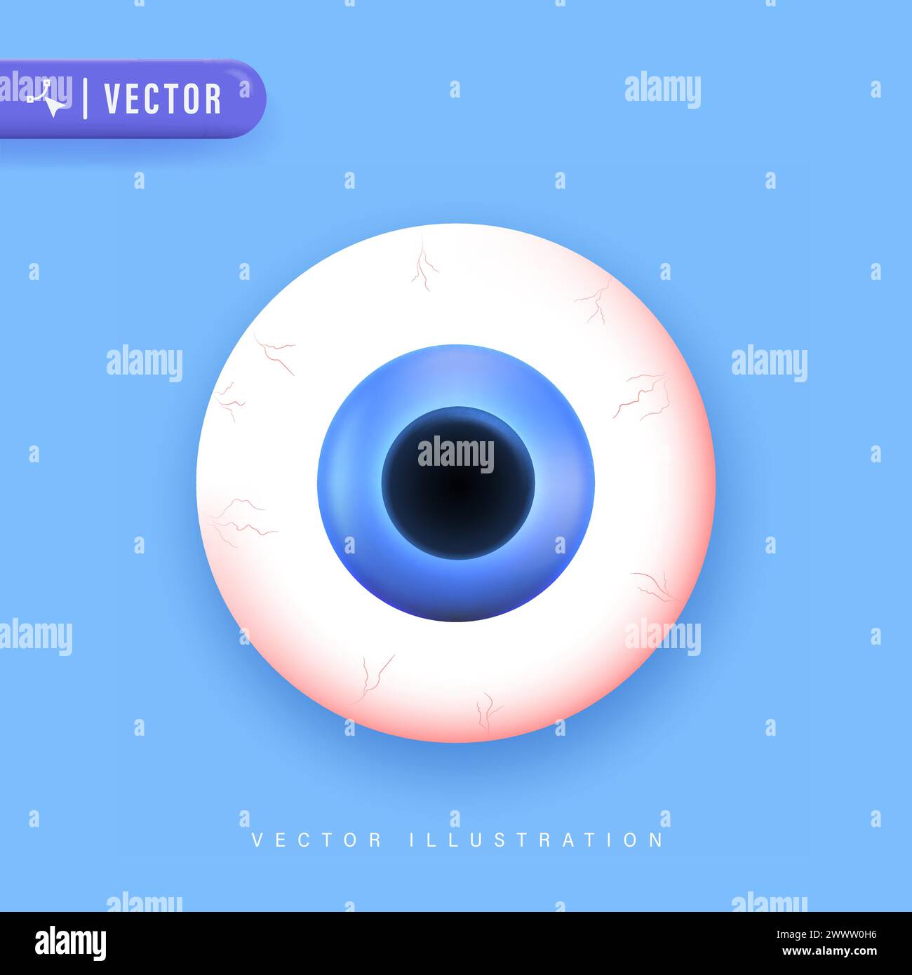 Red Eye 3D Illustration. Iritated eye, Dry Eye, inflamed eye and Tired ...