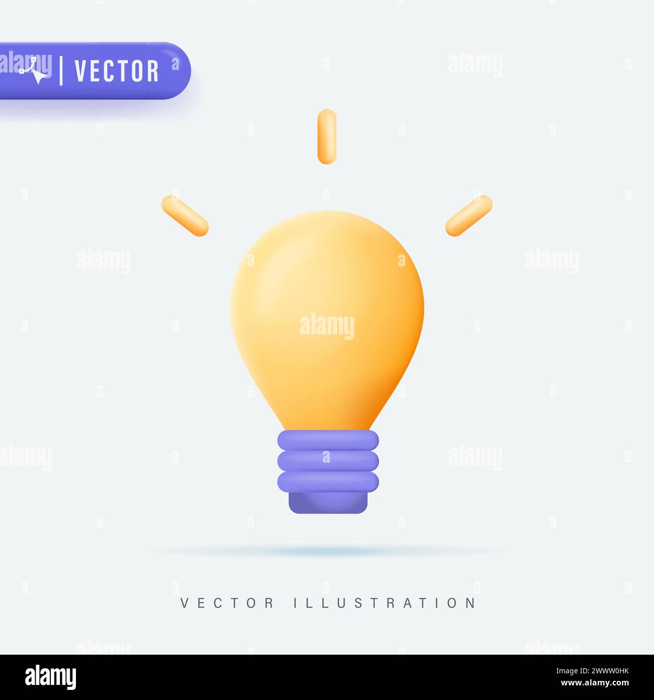 3d realistic light bulb vector illustration. Yellow light bulb idea icon,logo and symbol ...