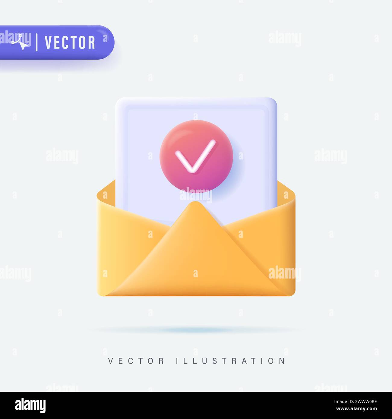 Opened Light Yellow Envelopes on White Background Vector Illustration ...