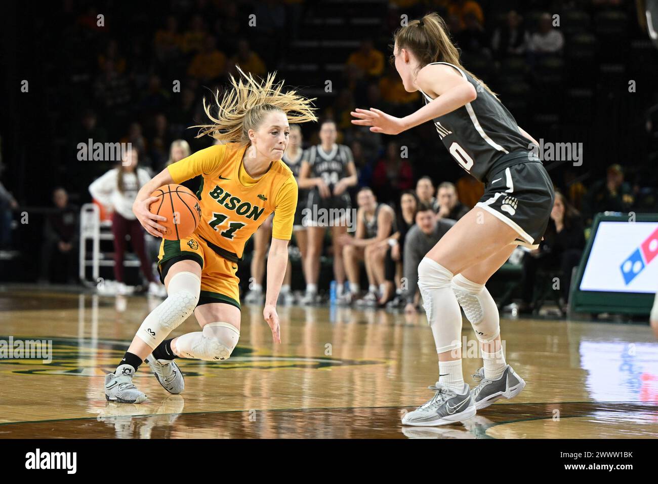 North Dakota State Bison guard Heaven Hamling (11) makes a move with ...