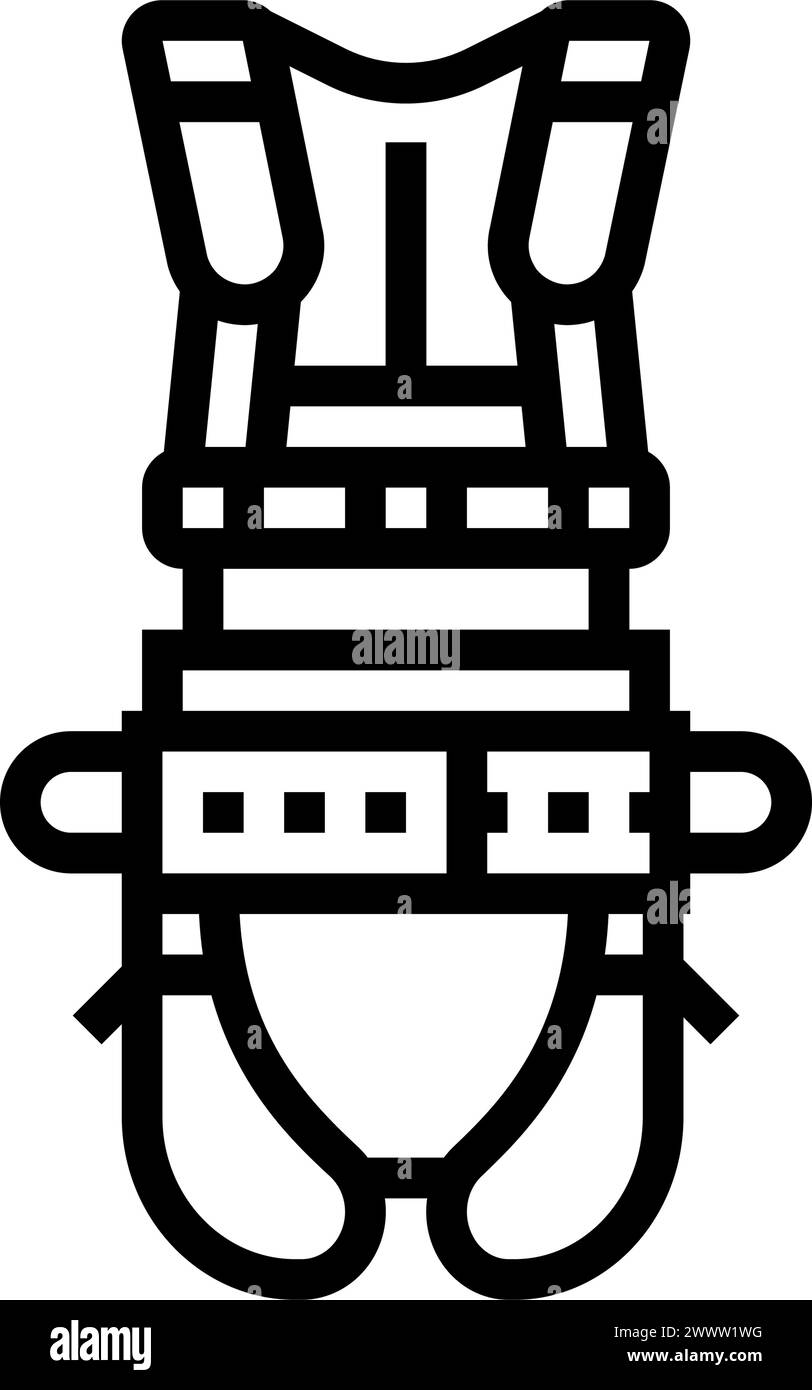 safety harness ppe protective equipment line icon vector illustration ...