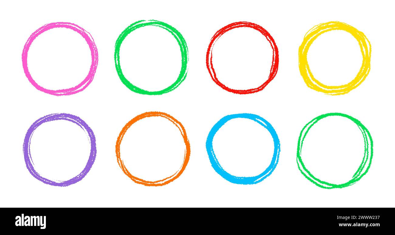 Scribble circle round vector frame. Hand drawn rough scribble effect ...