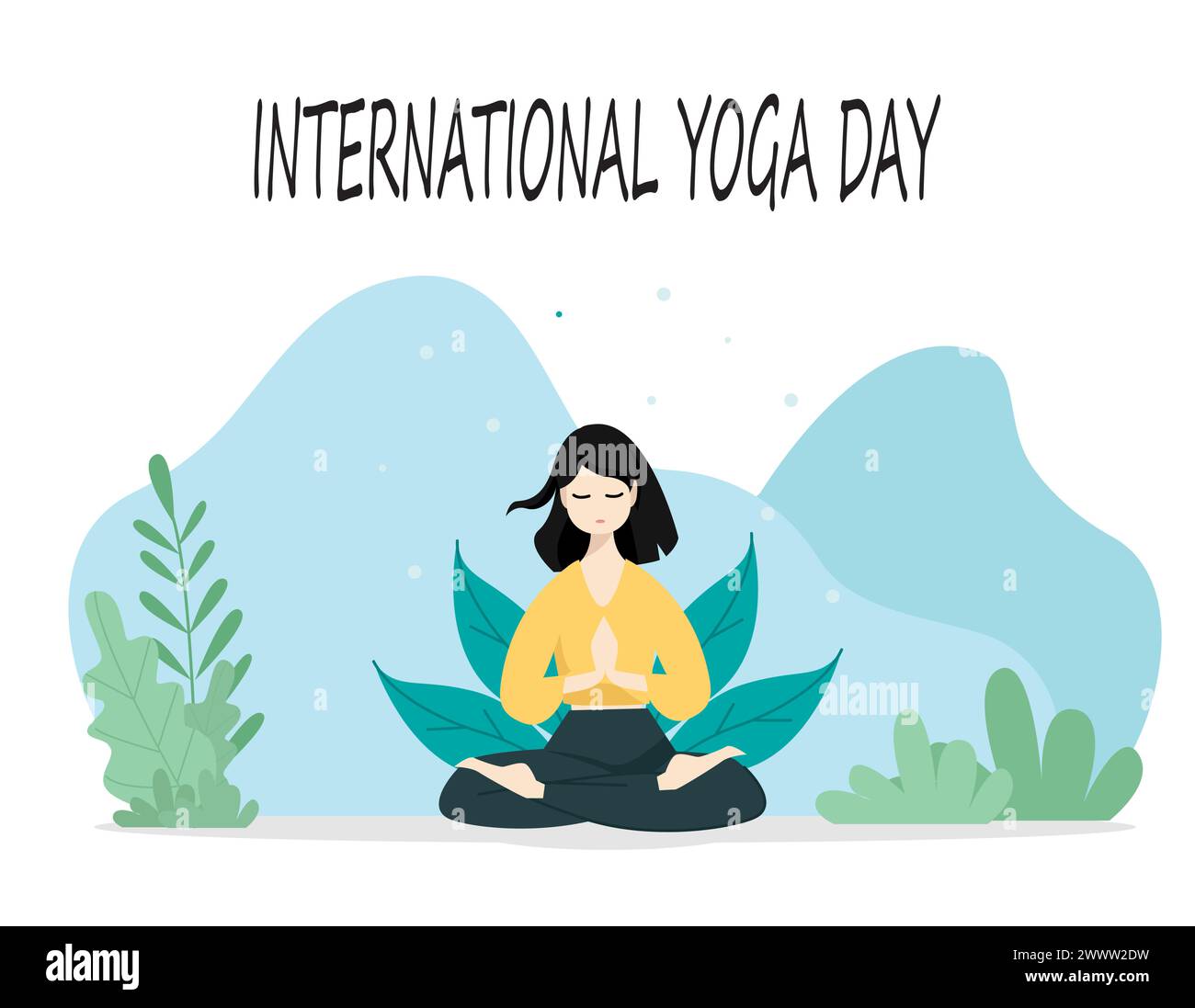Woman Practicing Yoga character Vector Illustration, Flat And Minimalis ...