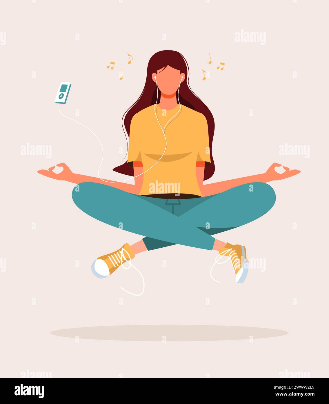 Concept illustration of Young Woman for yoga, meditation, relax ...