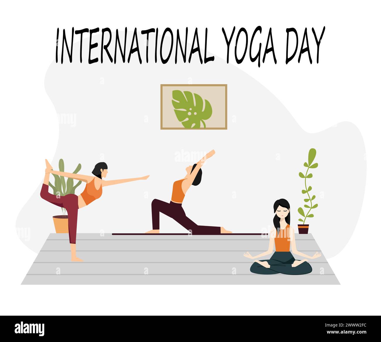 Woman Practicing Yoga character Vector Illustration, Flat And Minimalis ...