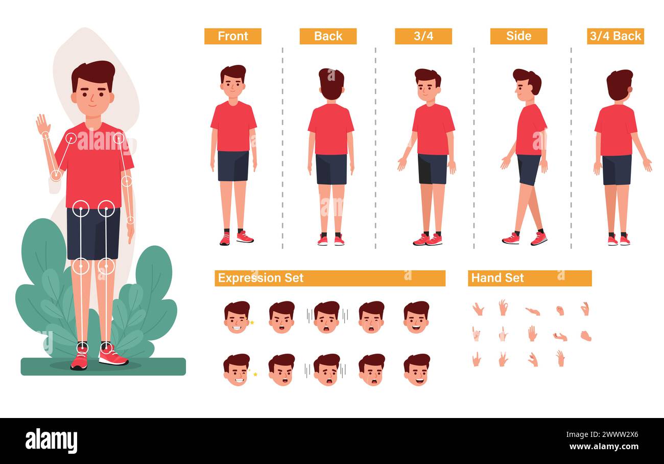 Cartoon character for motion design Free Vector, Base Character Boy ...