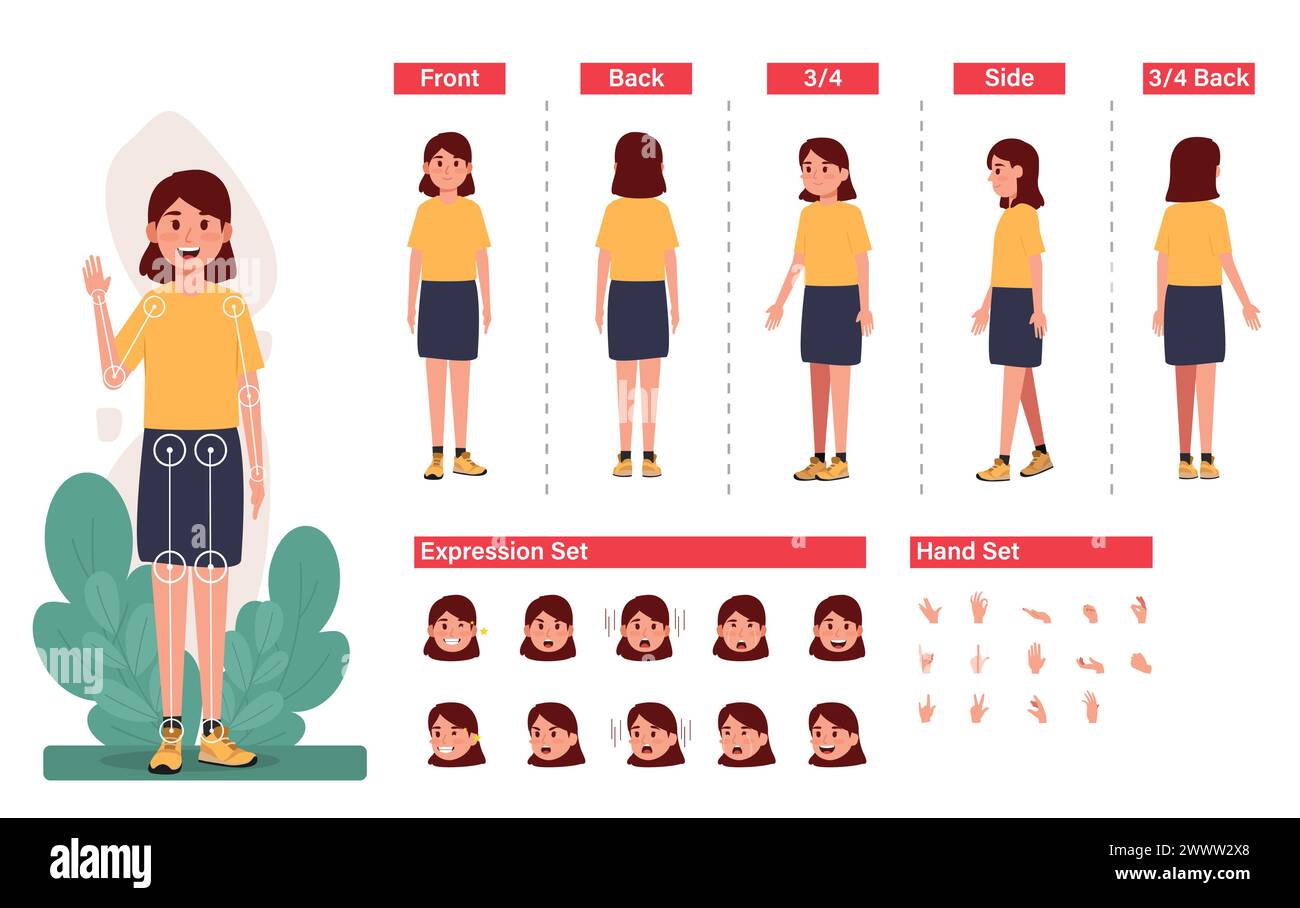 Cartoon character for motion design Free Vector, Base Character Female ...