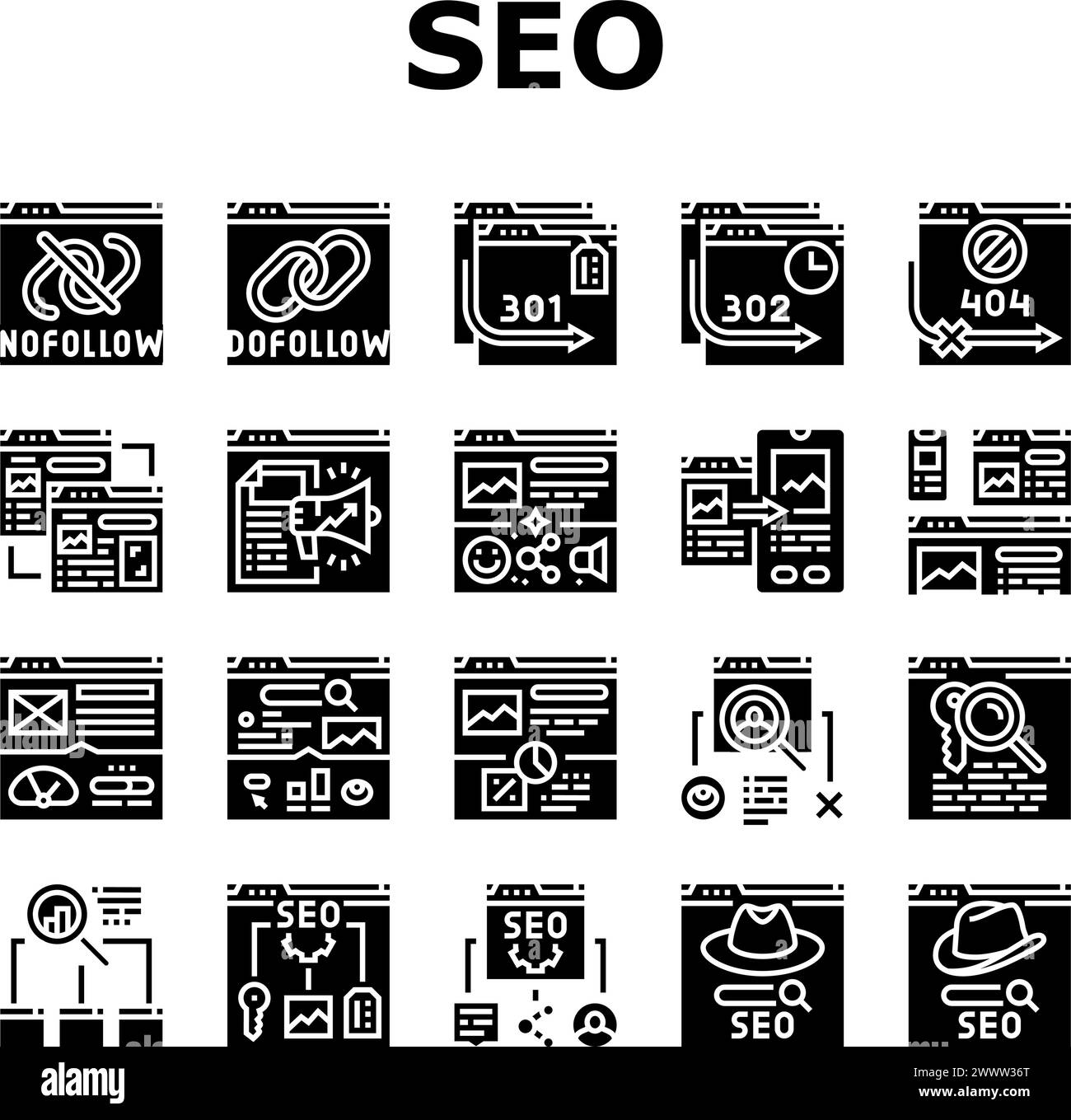 seo technical audit icons set vector Stock Vector Image & Art - Alamy