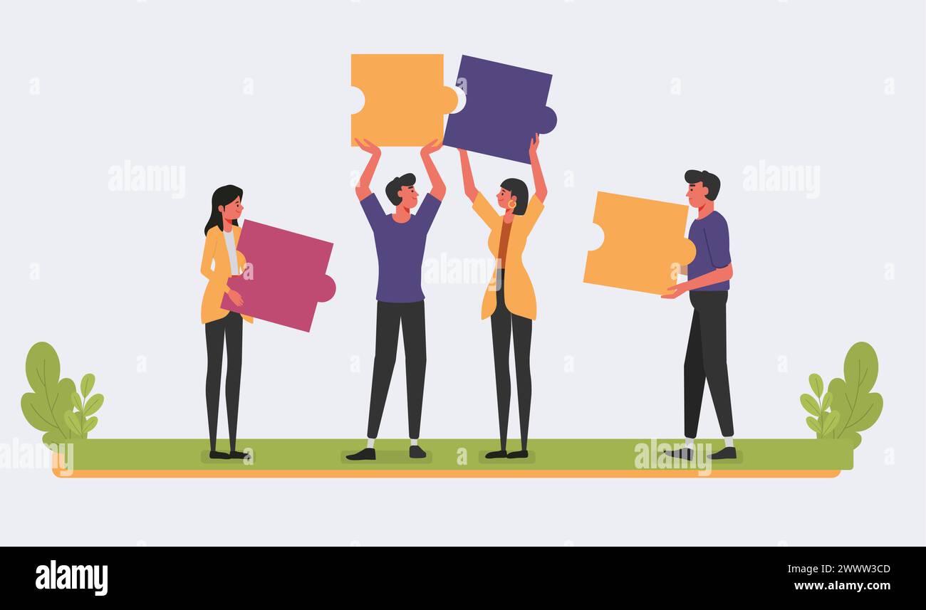 Teamwork Concept of Office Worker Vector Illustration. Symbol of teamwork, cooperation ...