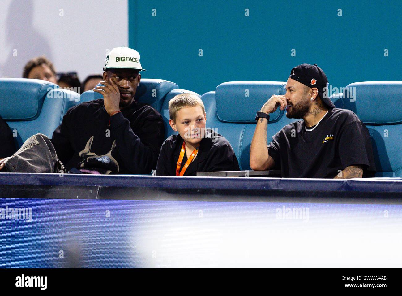 MIAMI GARDENS, FLORIDA - MARCH 25: Jimmy Butler and Neymar attend a ...