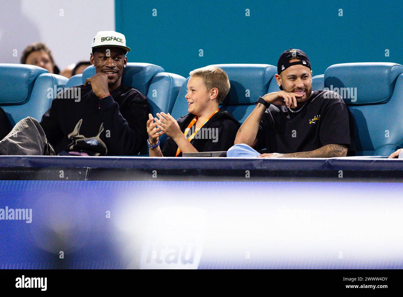 MIAMI GARDENS, FLORIDA - MARCH 25: Jimmy Butler and Neymar attend a ...