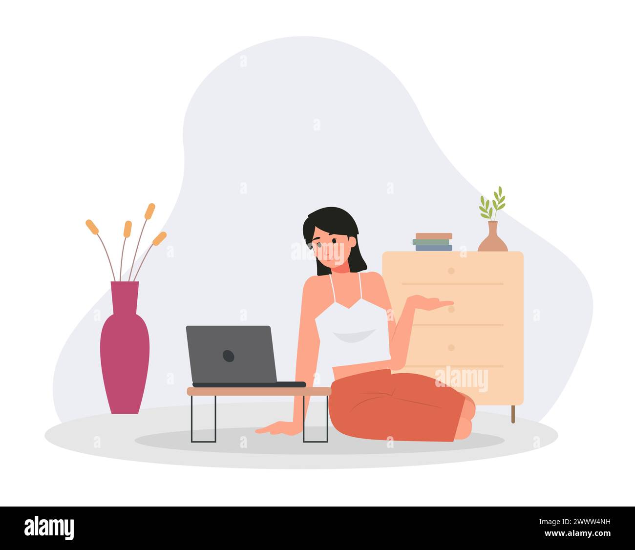 Work From Home Set Vector Illustration, Online Meeting Set Concept Flat ...