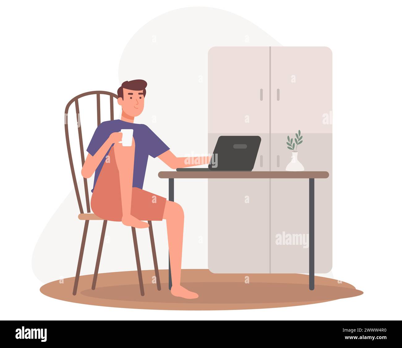 Work From Home Set Vector Illustration, Online Meeting Set Concept Flat ...