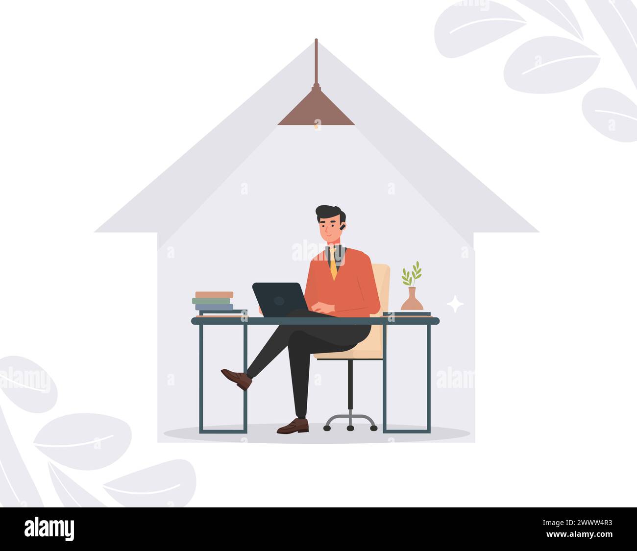 Work From Home Set Vector Illustration, Online Meeting Set Concept Flat ...