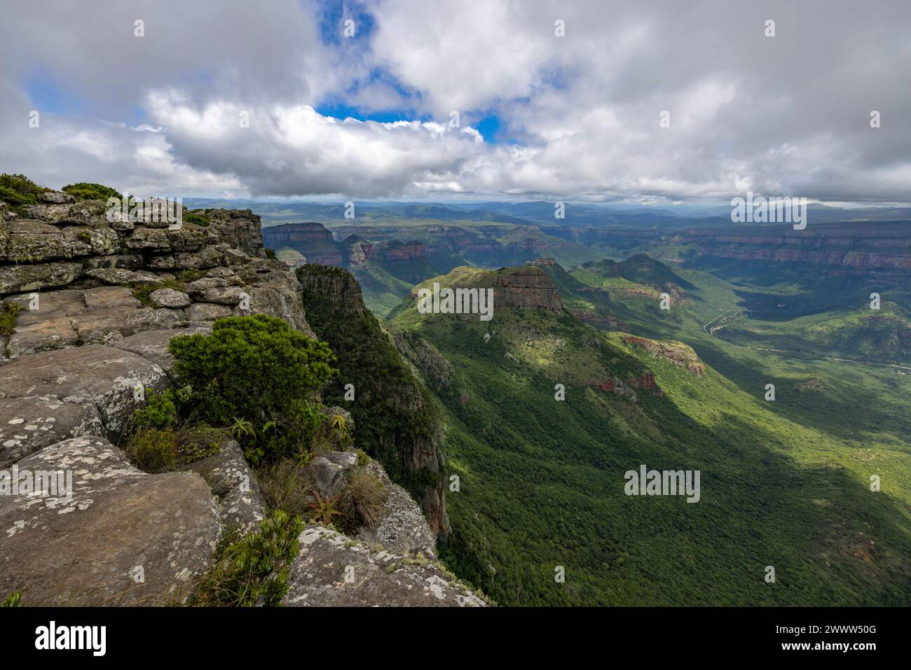 Three Rondavels and Blyde River Canyon viewed from Mariepskop South ...