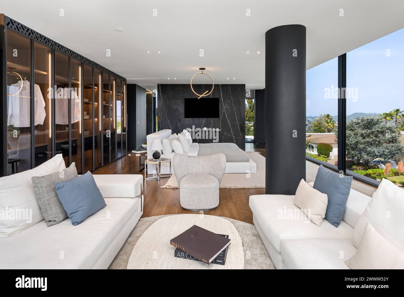 An interior shot of a living room of a modern house in Los Angeles ...