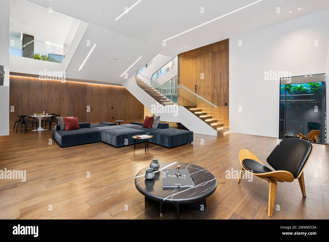 An interior shot of a living room of a modern house in Los Angeles ...