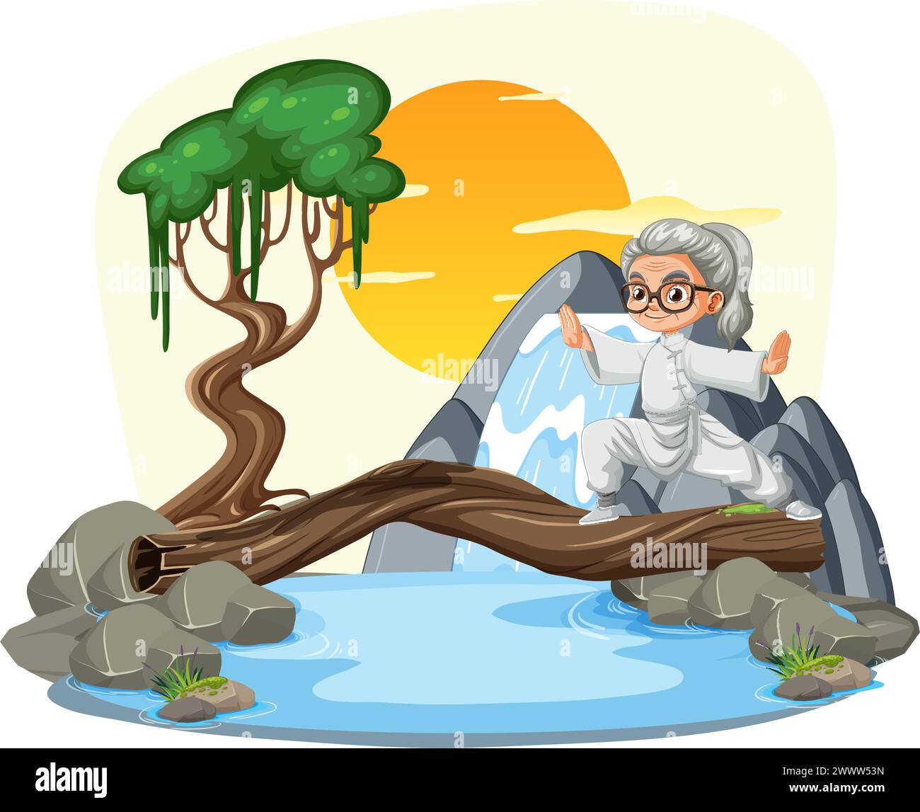 Banyan tree scenery Stock Vector Images - Alamy