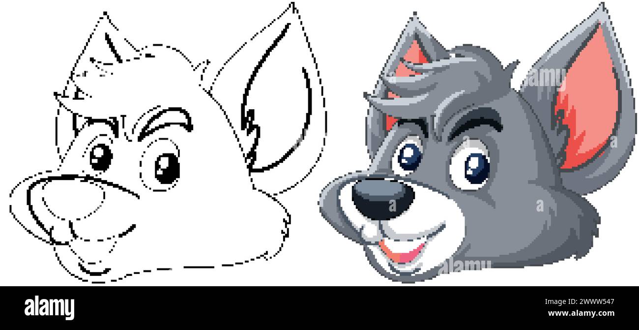 Vector illustration of two cartoon dog faces Stock Vector Image & Art ...