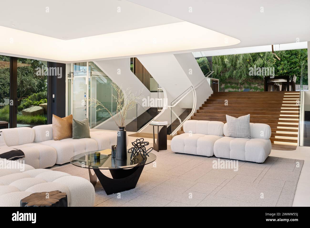 An interior shot of a living room of a modern house in Los Angeles ...