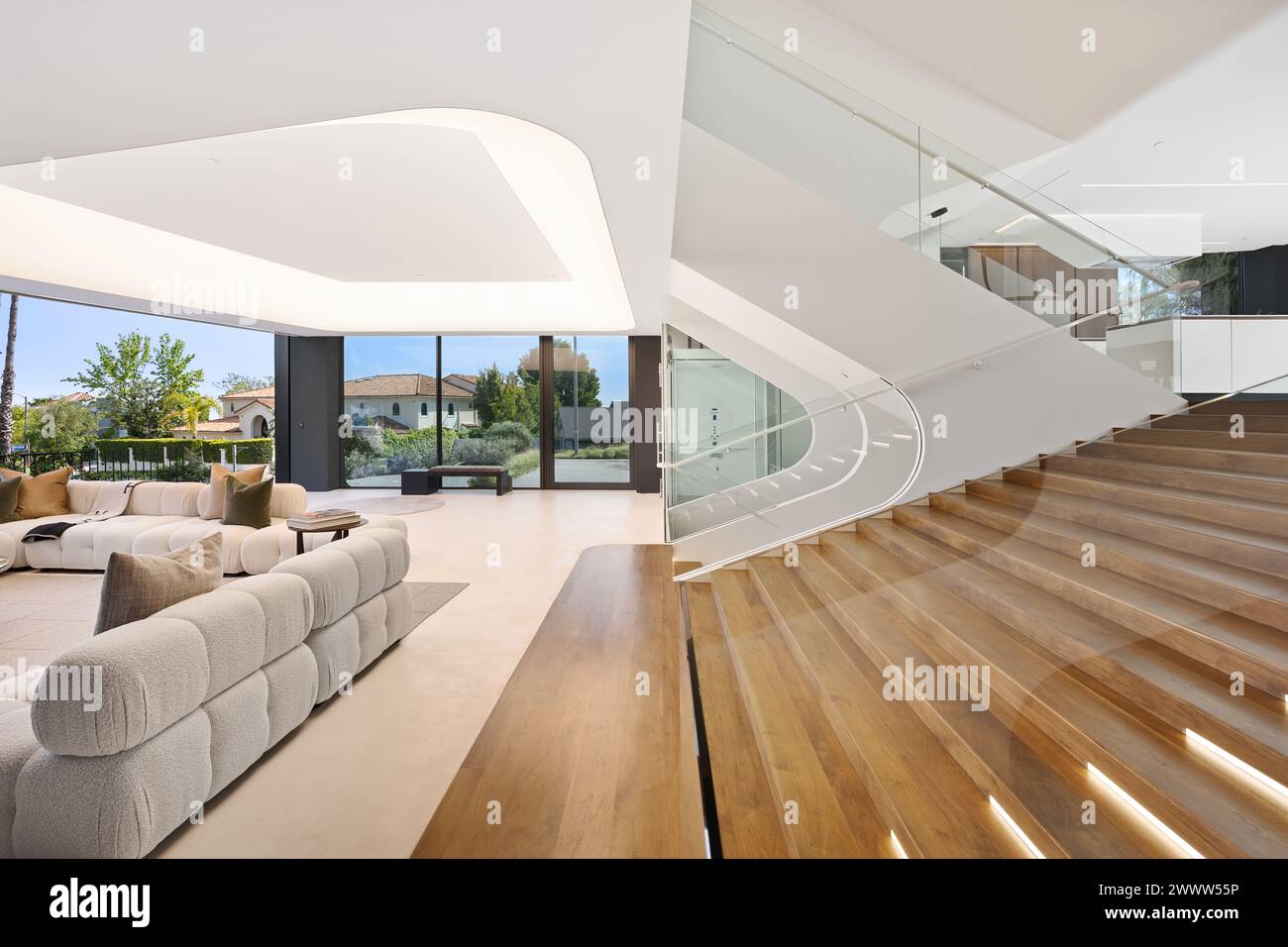 An interior shot of a living room of a modern house in Los Angeles ...