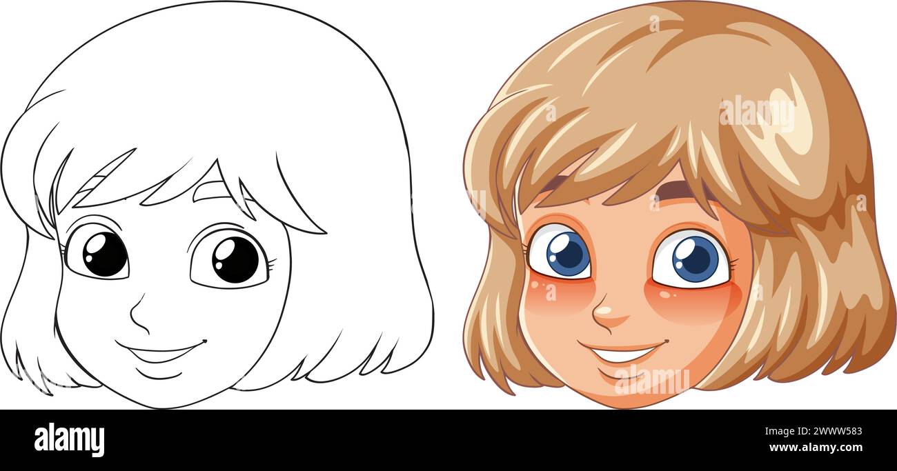 Transformation of a line drawing to a colored character Stock Vector ...